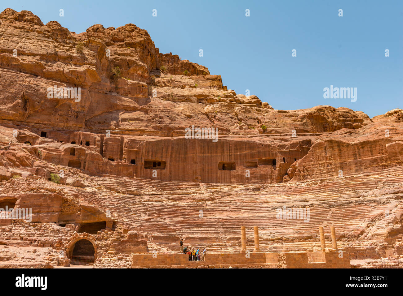 Roman amphitheatre carved into the rock, Nabataean city Petra, near ...