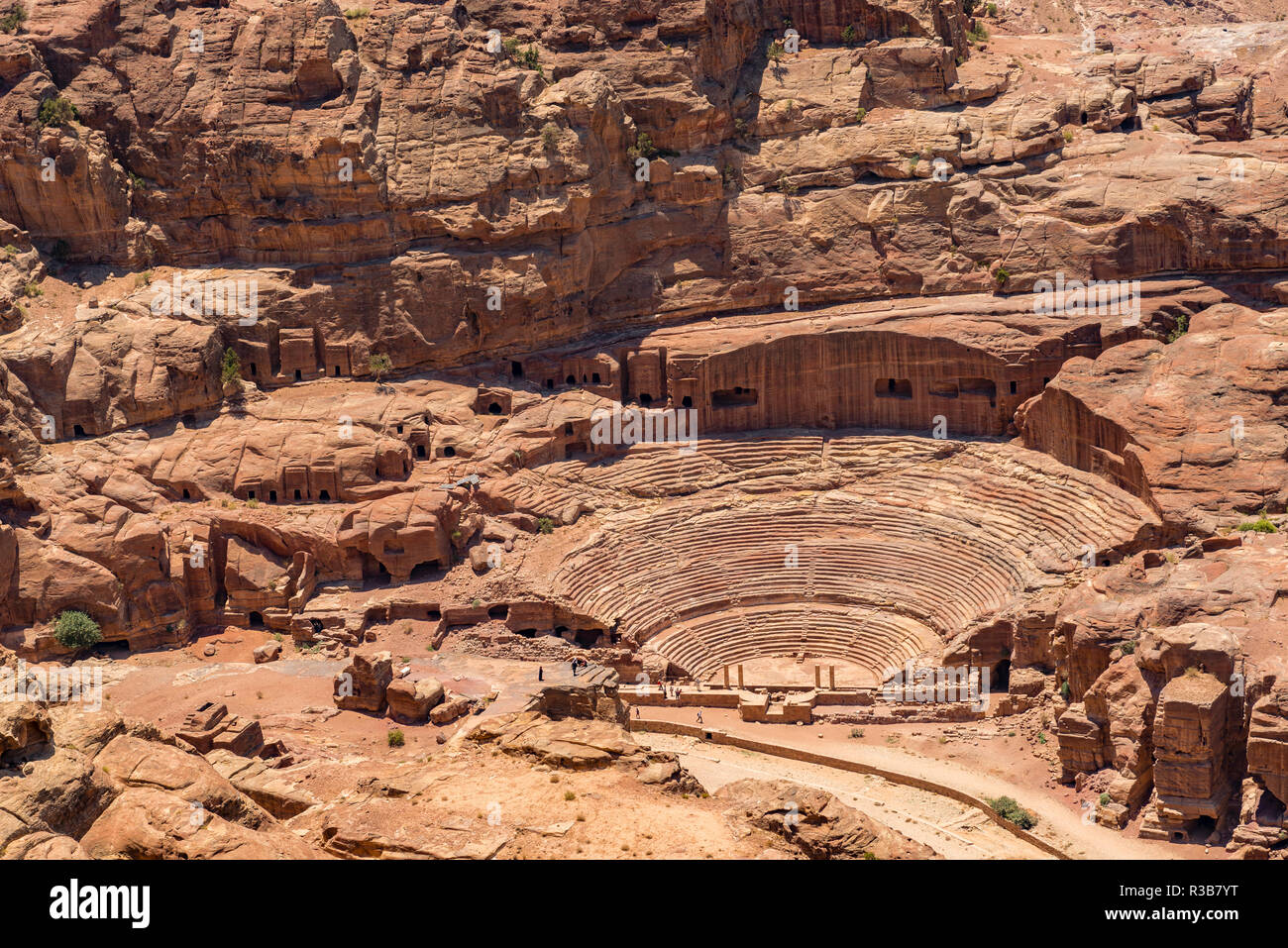 Roman amphitheatre carved into the rock, Nabataean city Petra, near ...