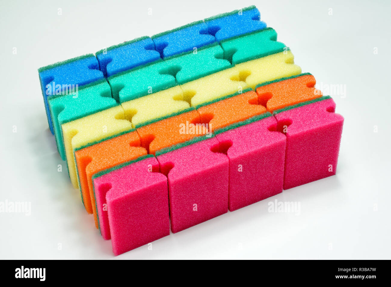 Colorful scouring sponges isolated Stock Photo - Alamy