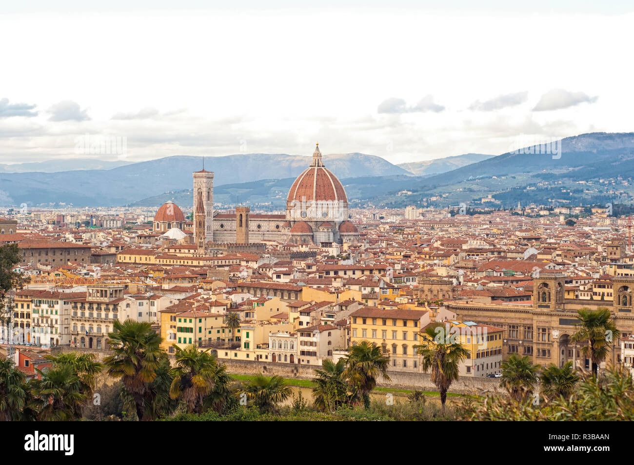 Aerial view of the city of Florence from Michelangelo Square Stock ...
