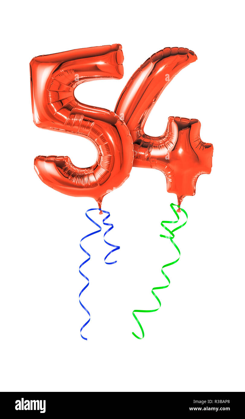 red balloons with gift ribbon - number 54 Stock Photo - Alamy