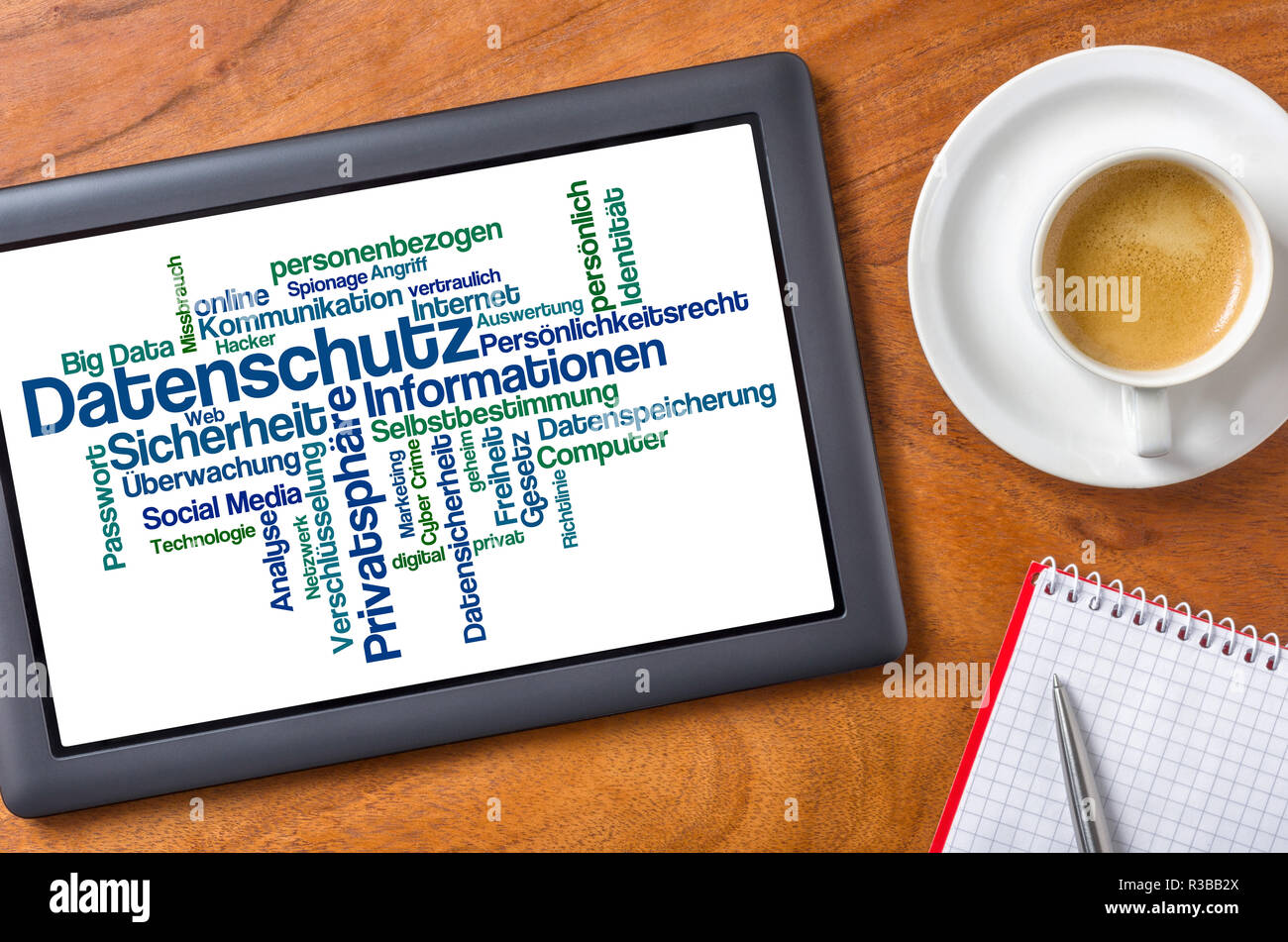tablet on desk - privacy Stock Photo - Alamy