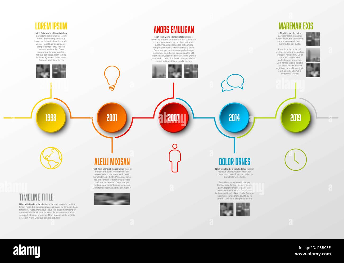 Infographic Company Milestones Timeline Template with colorful circles ...