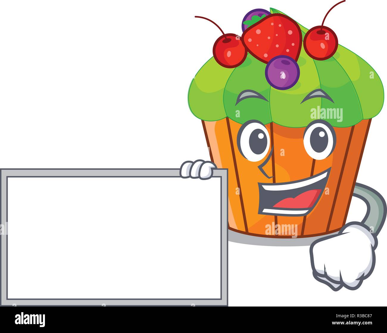 With board cupcake shape cartoon the delicious one Stock Vector Image ...