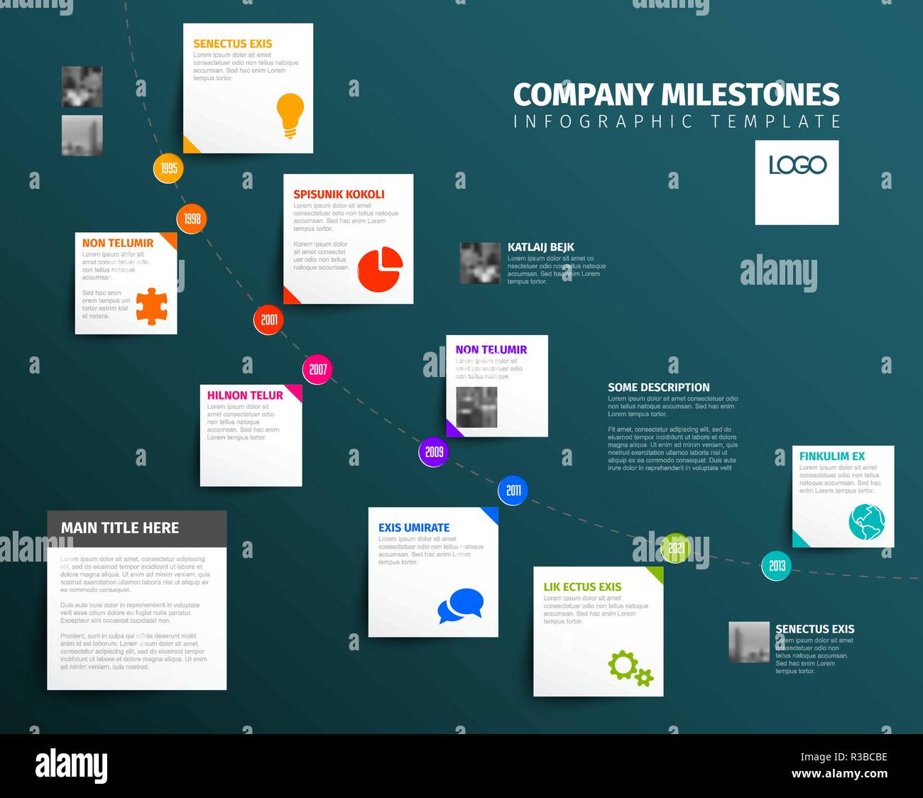 Vector Infographic time report template with diagonal timeline, icons ...