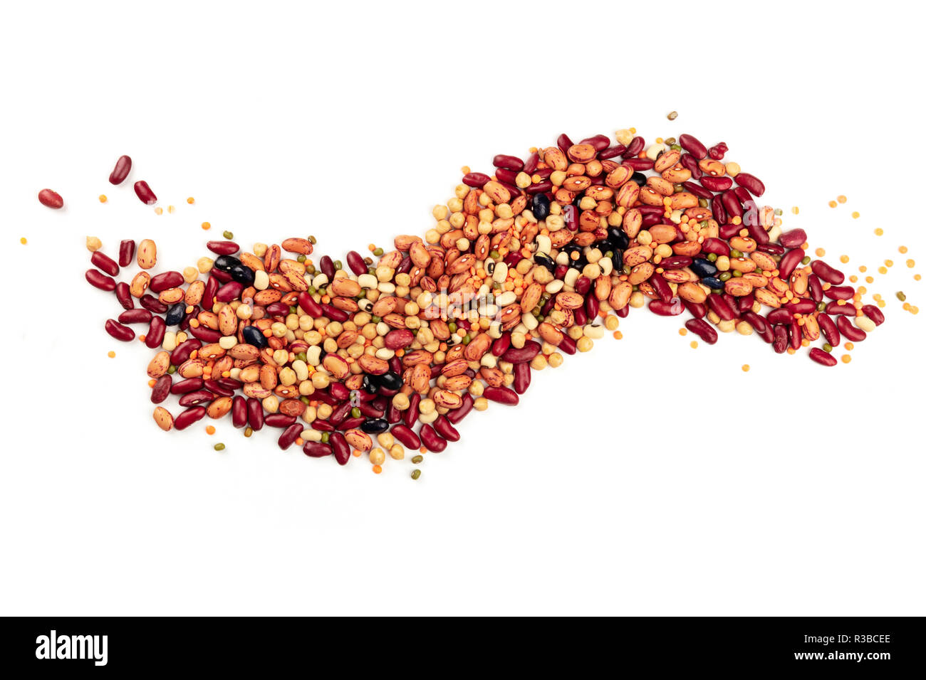 A photo of a mix of various types of legumes, shot from the top ...