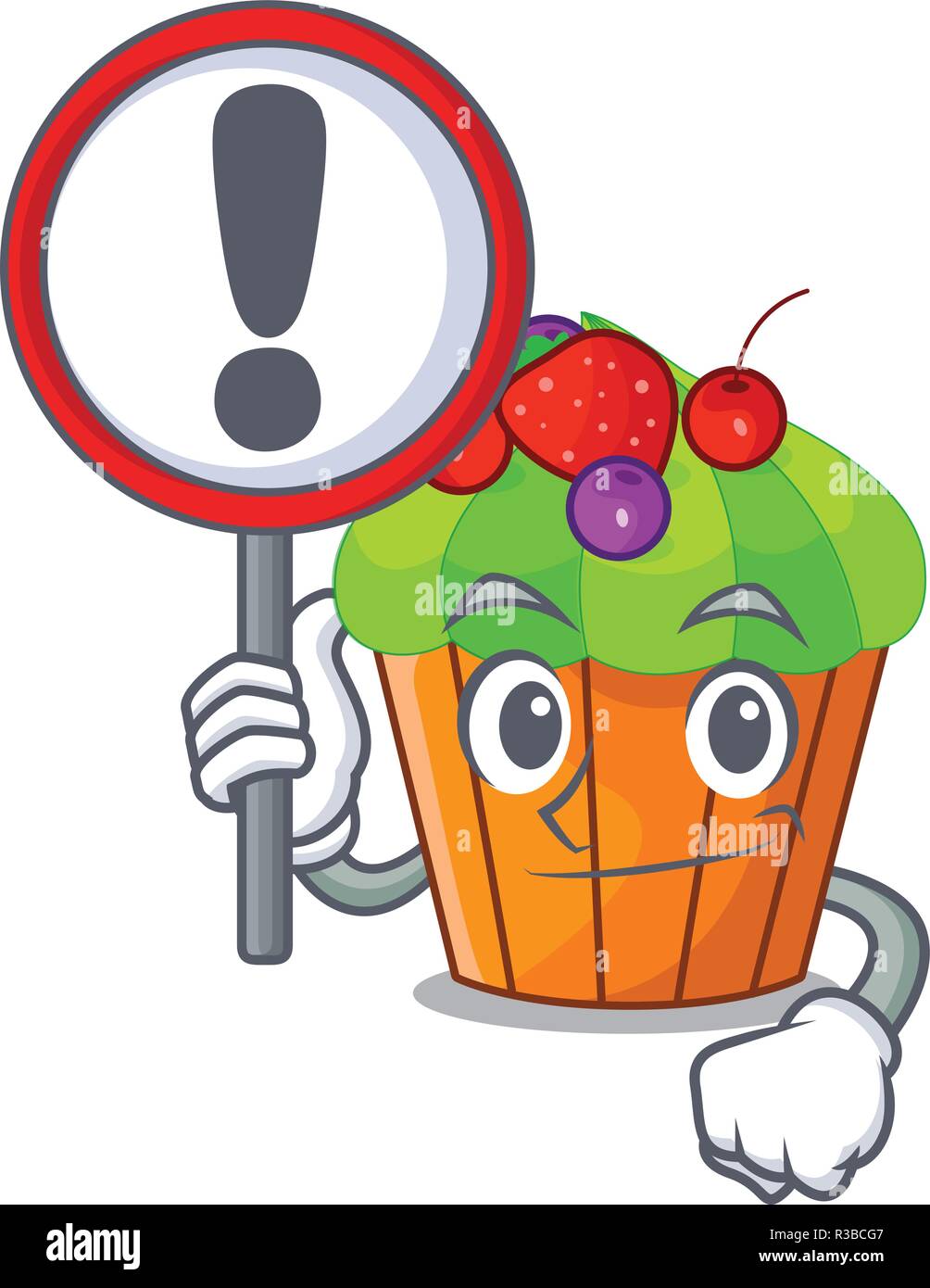 With sign cupcake shape cartoon the delicious one Stock Vector Image ...