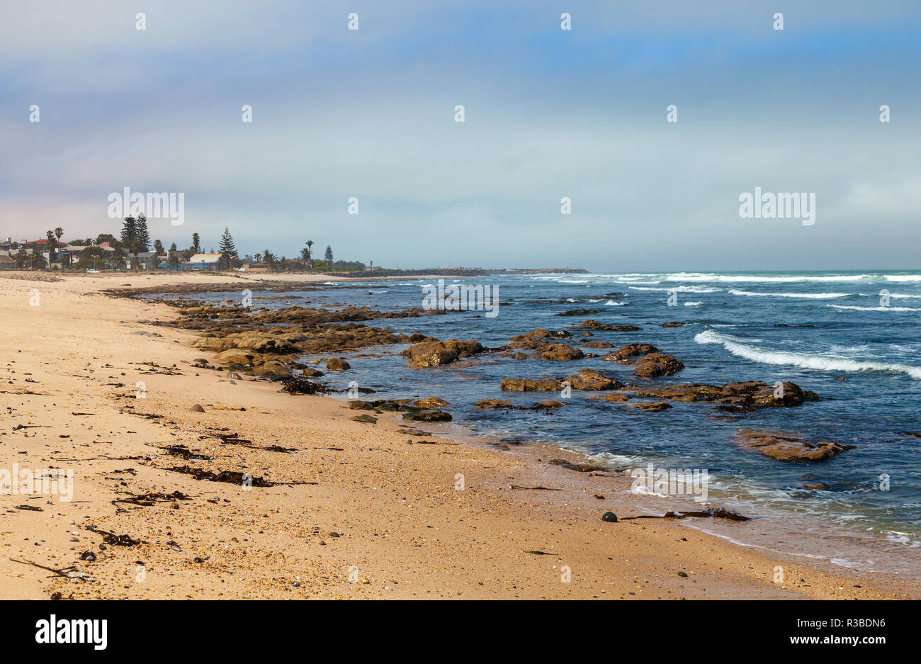 The Atlantic Ocean after pounding the Namibian Skeleton coast during a ...