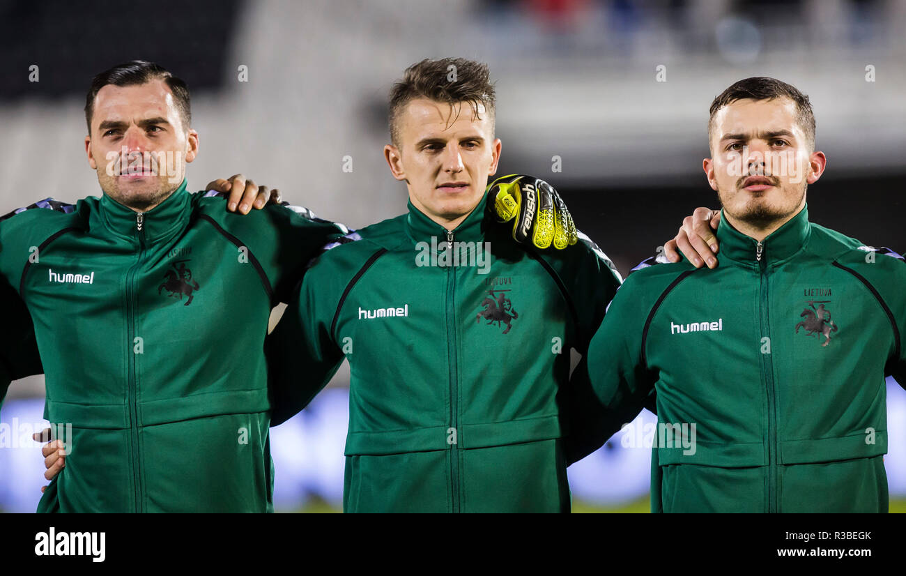 The players of Lithuania during the national anthem Stock Photo - Alamy