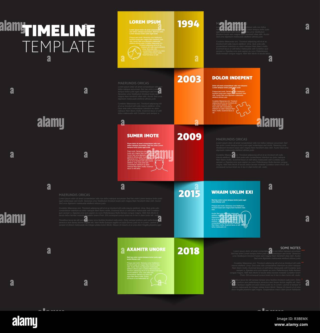 Vector vertical timeline template made from colorful papers Stock ...