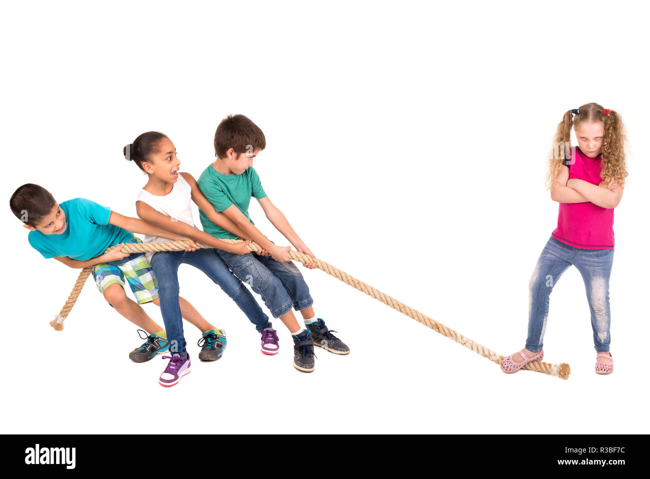 Beautiful girl pulling rope isolated hi-res stock photography and ...