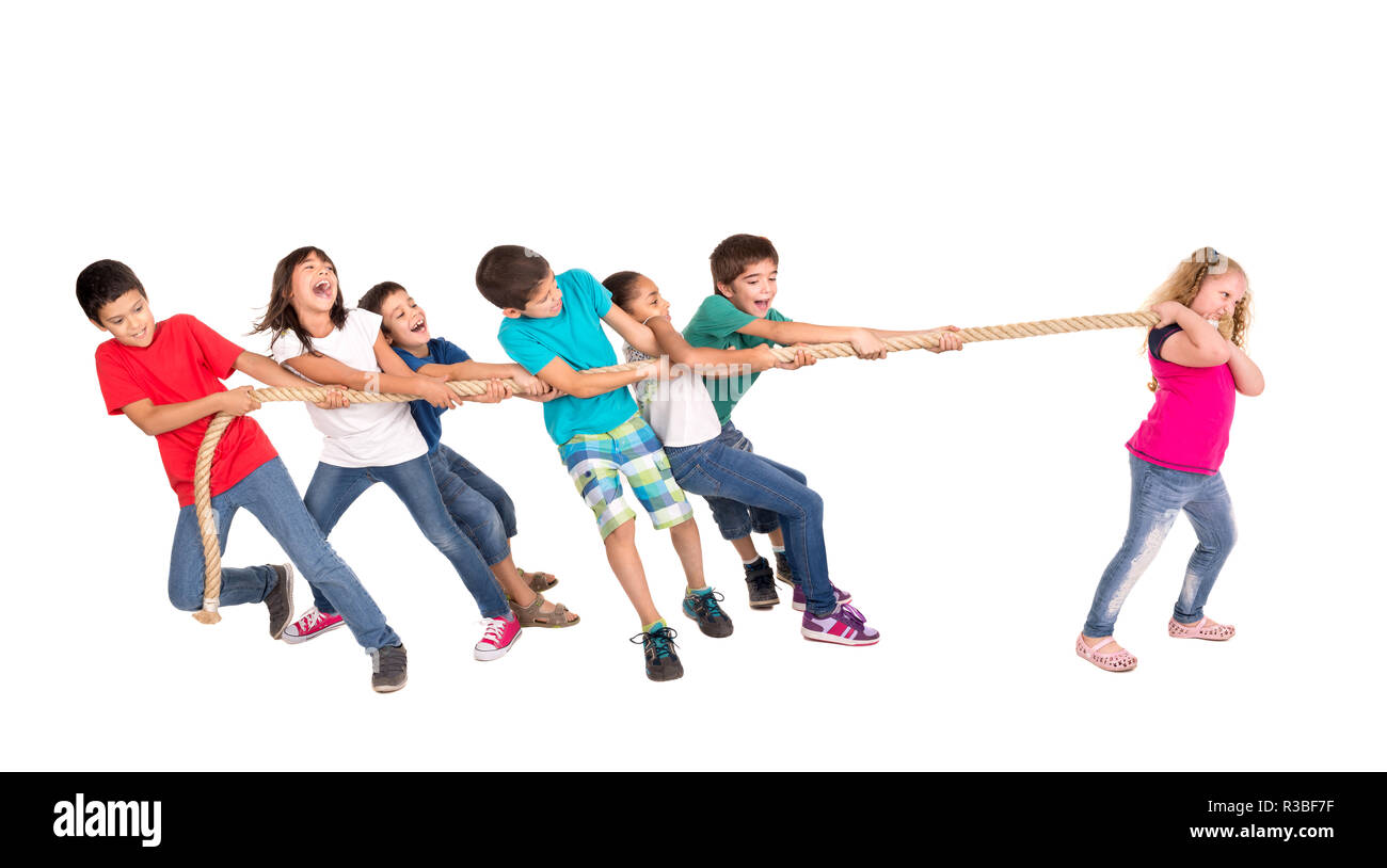 Kids pulling rope Cut Out Stock Images & Pictures - Alamy