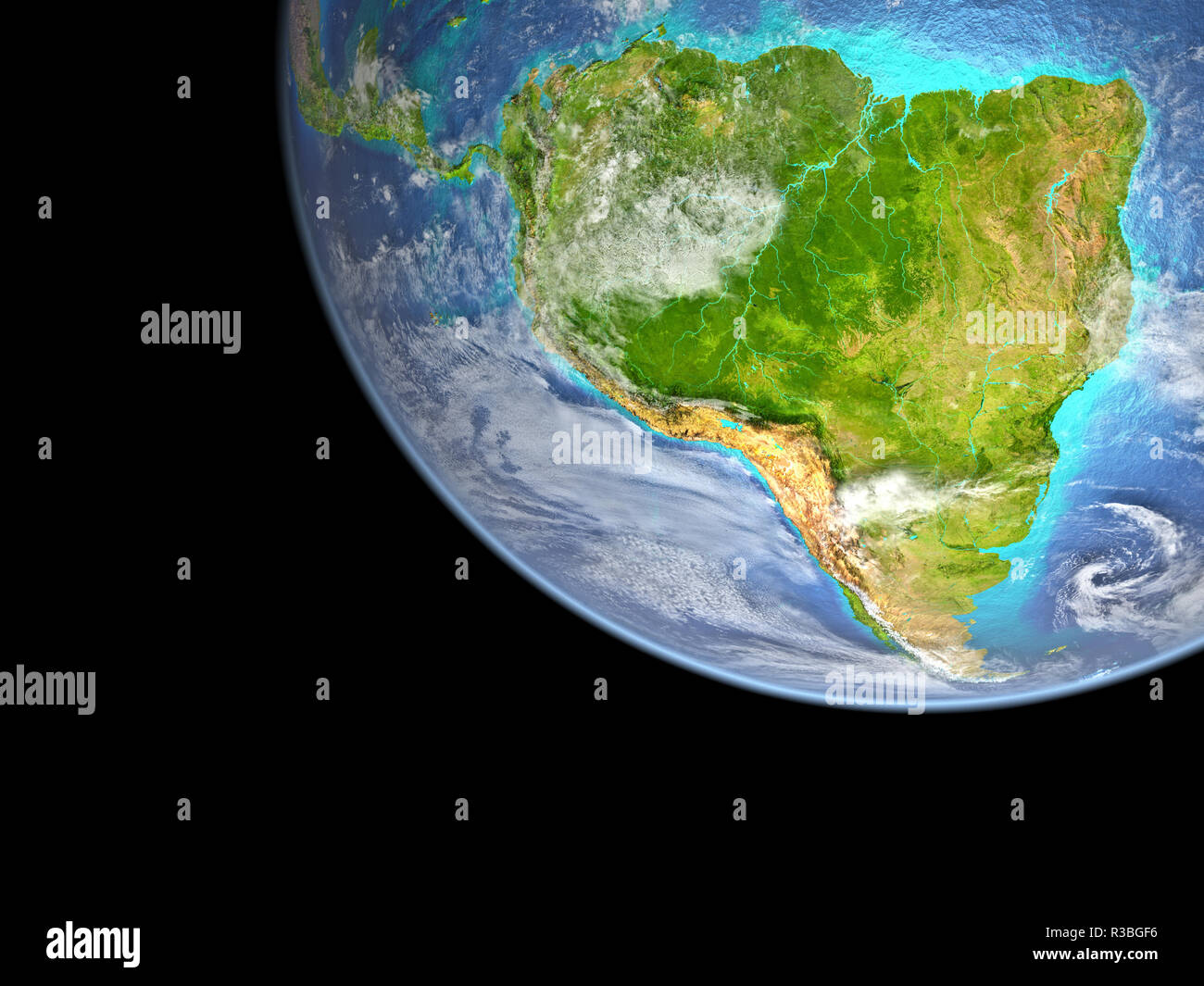 South America from space on a beautifully crafted 3D model of Earth. 3D ...