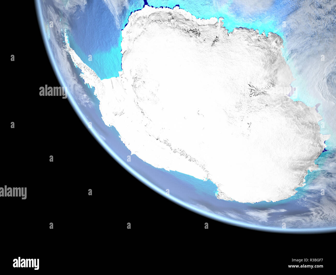 Antarctica from space on a beautifully crafted 3D model of Earth. 3D ...