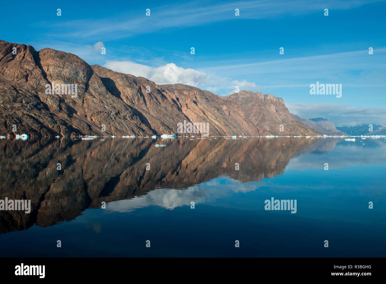 Eastern Greenland, Scoresbysund, aka Scoresby Sund. Scenic ice filled ...