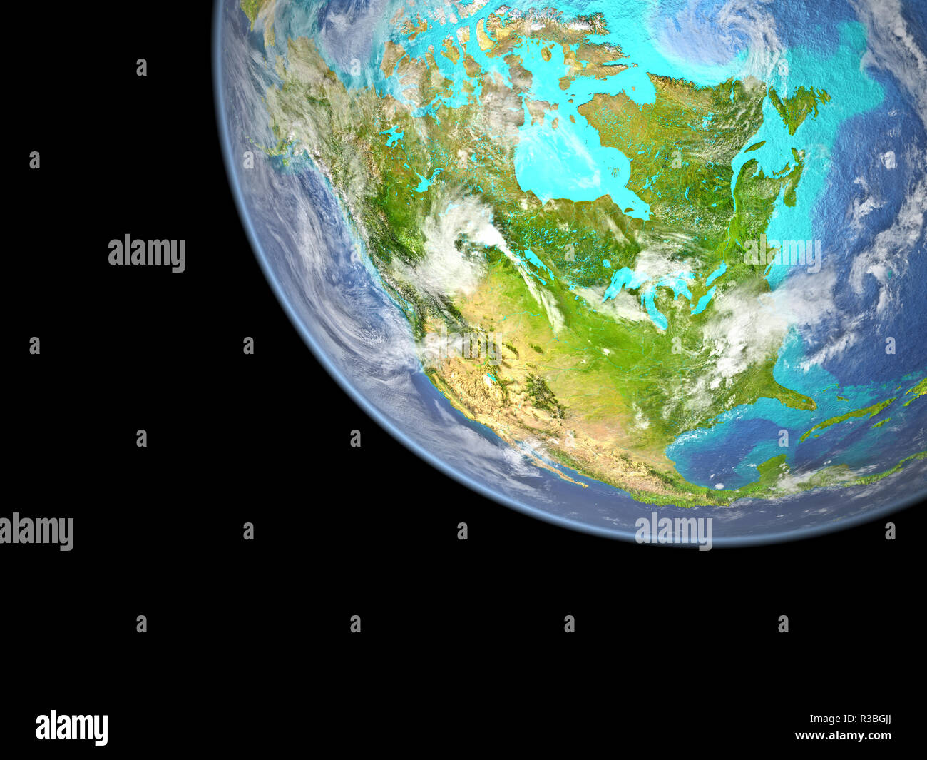 North America from space on a beautifully crafted 3D model of Earth. 3D ...
