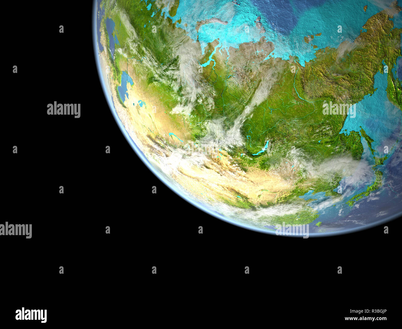 Asia from space on a beautifully crafted 3D model of Earth. 3D ...