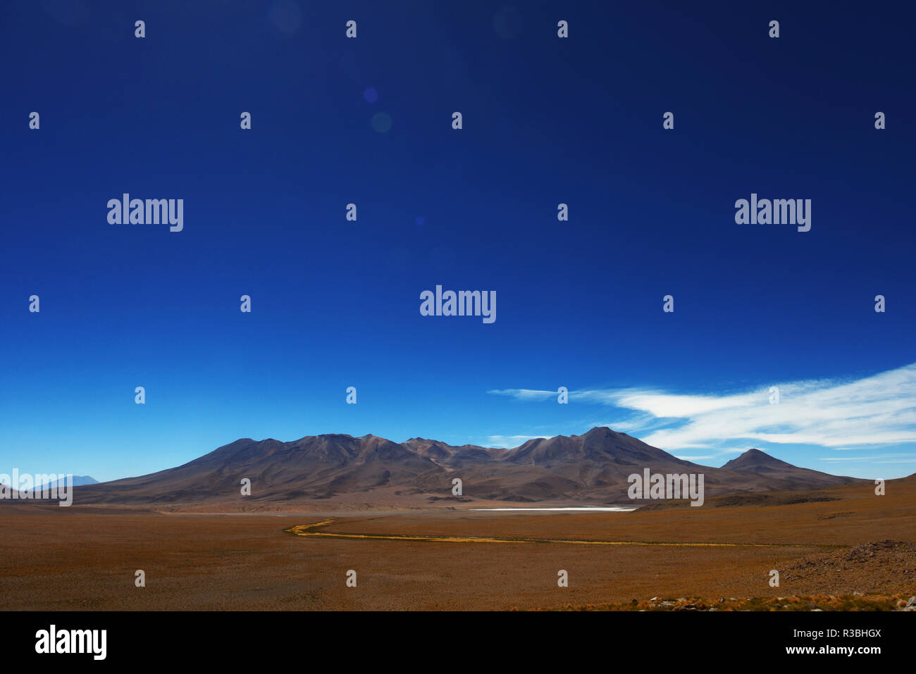 Bolivian desert, Bolivia. Arid landscape going toward lake and ...