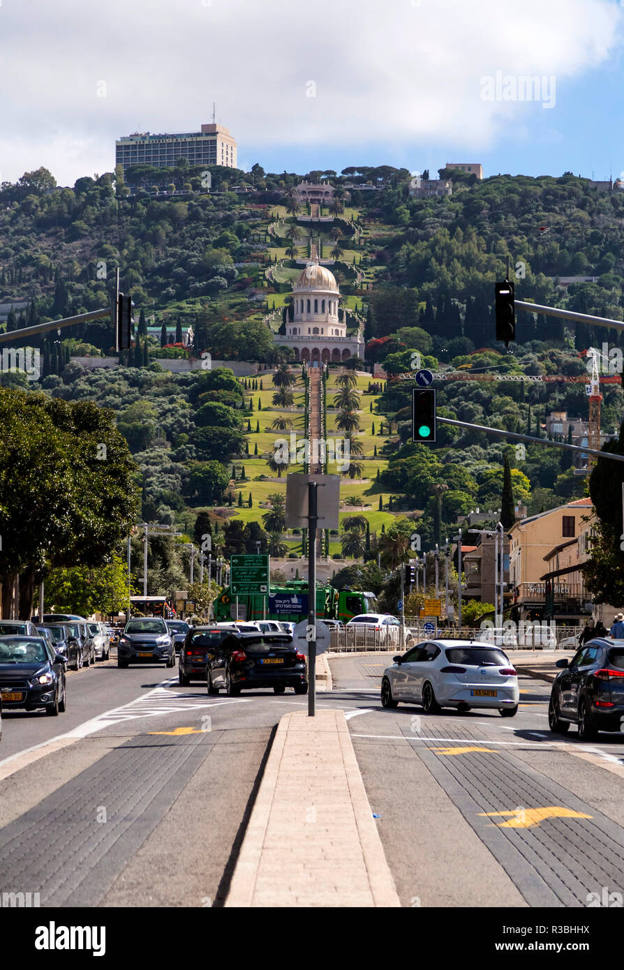 Haifa, Israel - June 17, 2018: Bahai Gardens, a holy temple of the ...