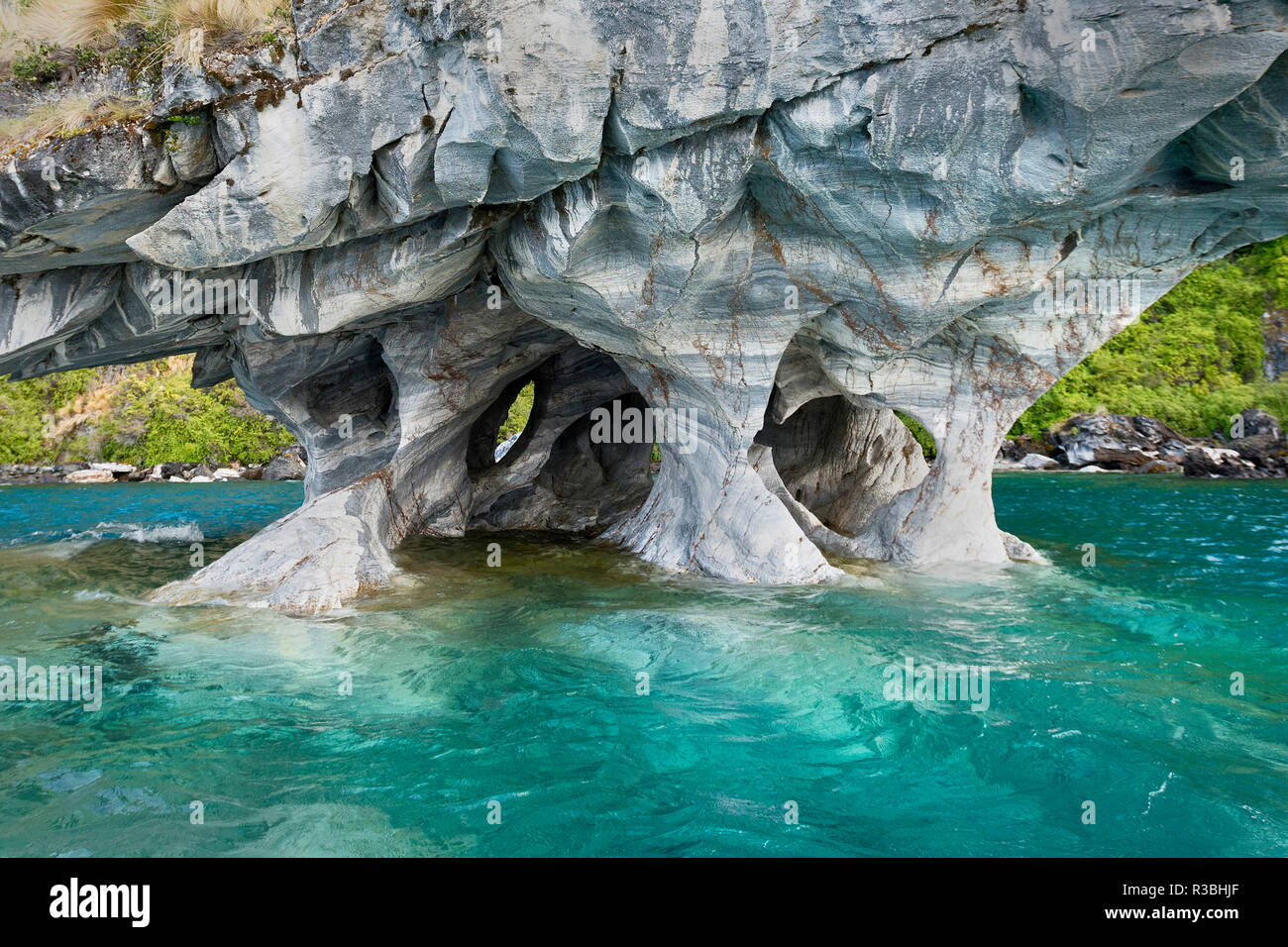 General Carrera Lake, Chile, South America. Marble outcropping showing ...