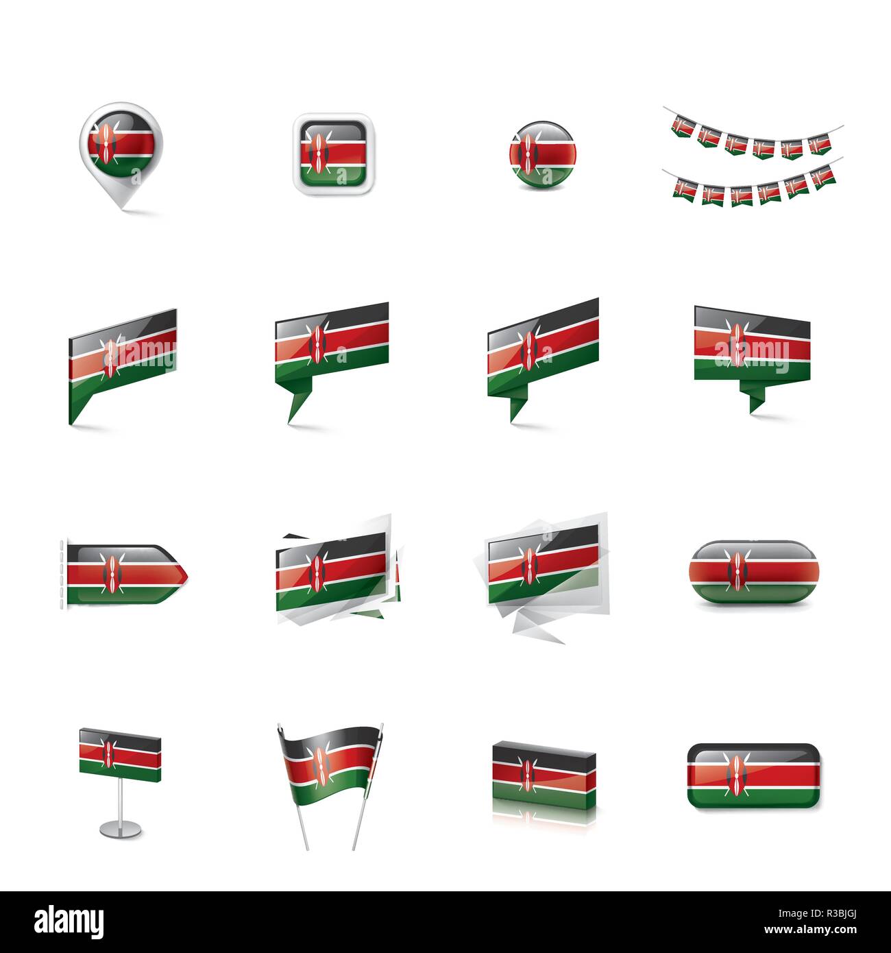 Kenya flag, vector illustration on a white background Stock Vector ...