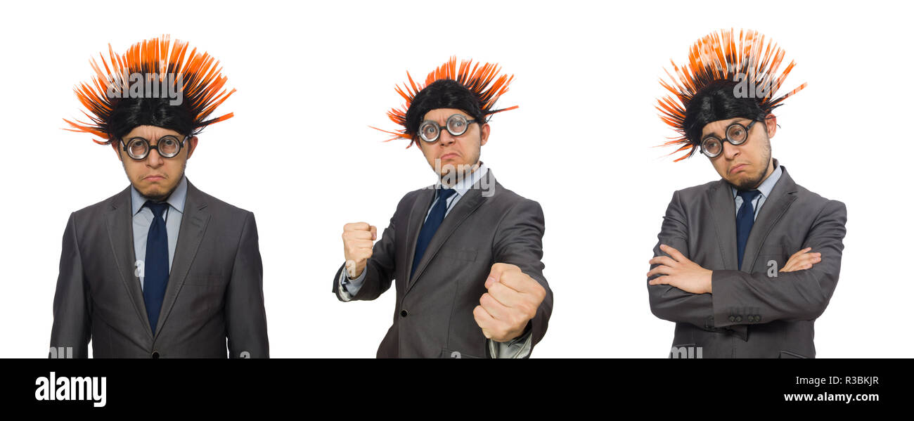 Funny man with mohawk hairstyle Stock Photo - Alamy
