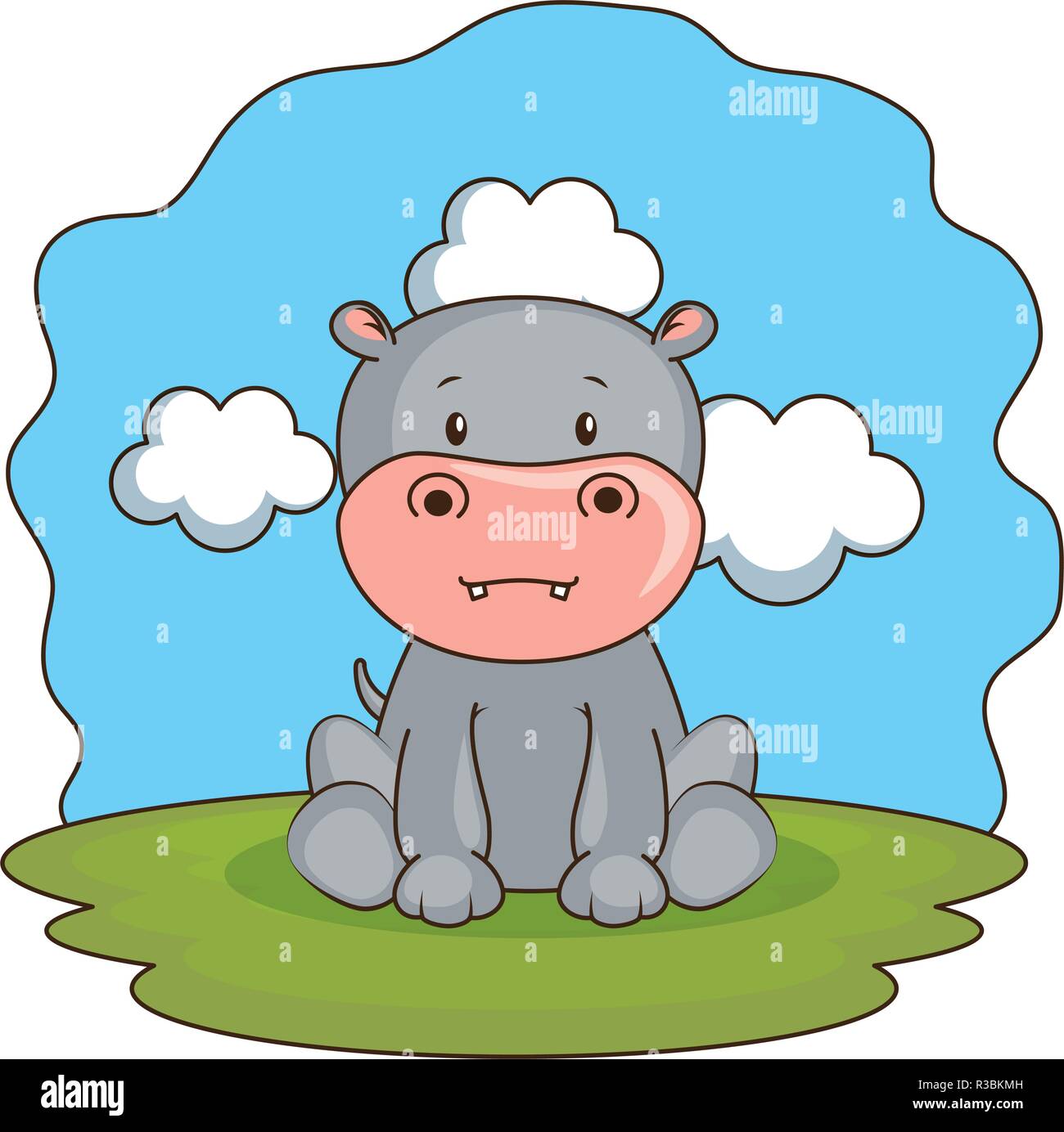cute hippo in the camp Stock Vector Image & Art - Alamy