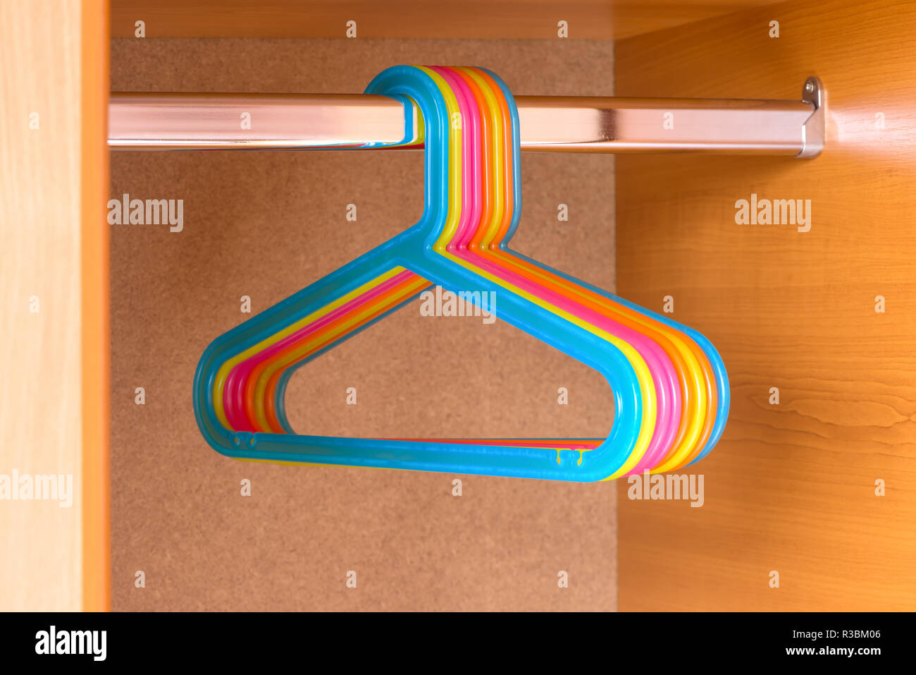 Hanger wooden set wardrobe hi-res stock photography and images - Alamy