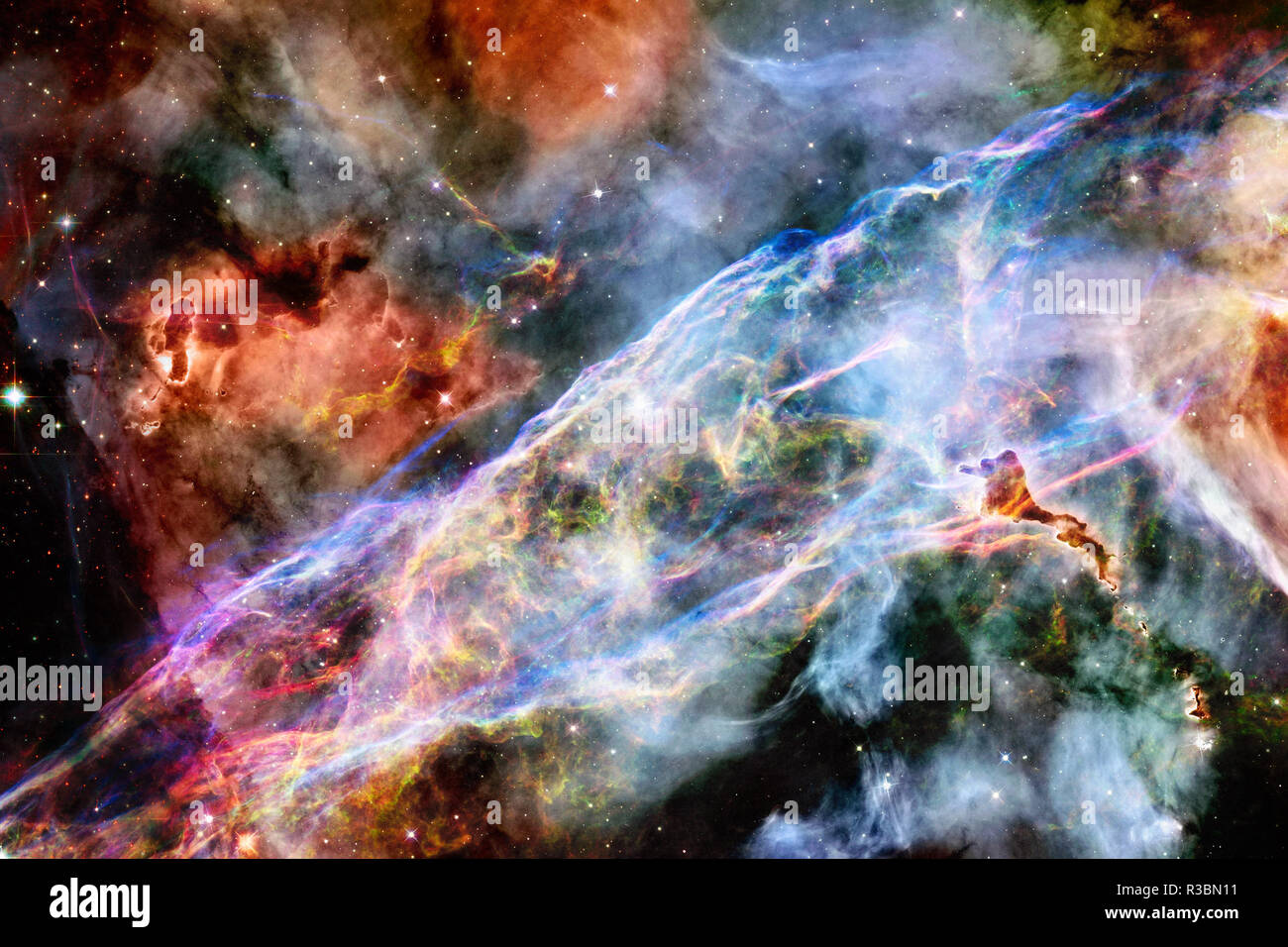 Outer space art. Nebulas, galaxies and bright stars in beautiful ...