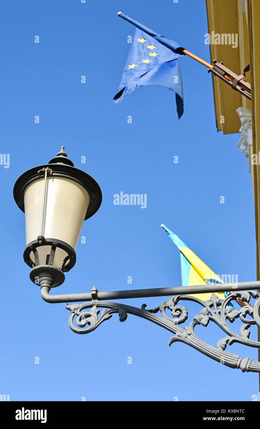 Street light and european union flag Stock Photo - Alamy