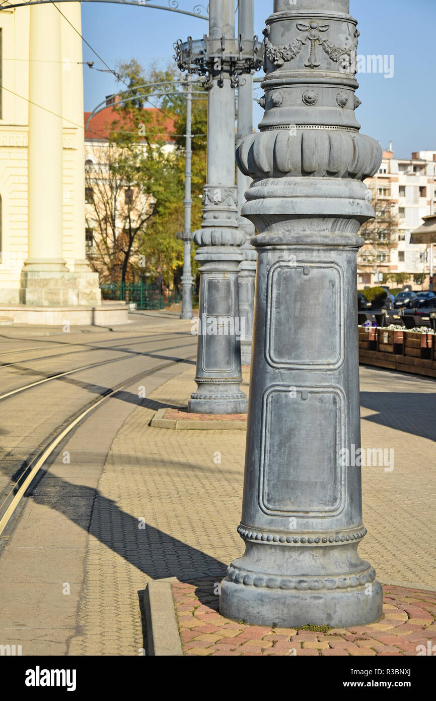 Large metal electricity poles on the street Stock Photo - Alamy