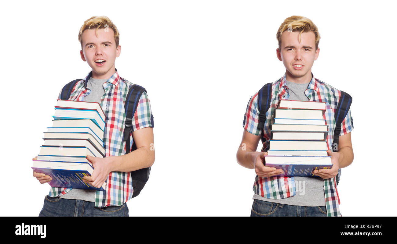 Young student isolated on white background Stock Photo - Alamy