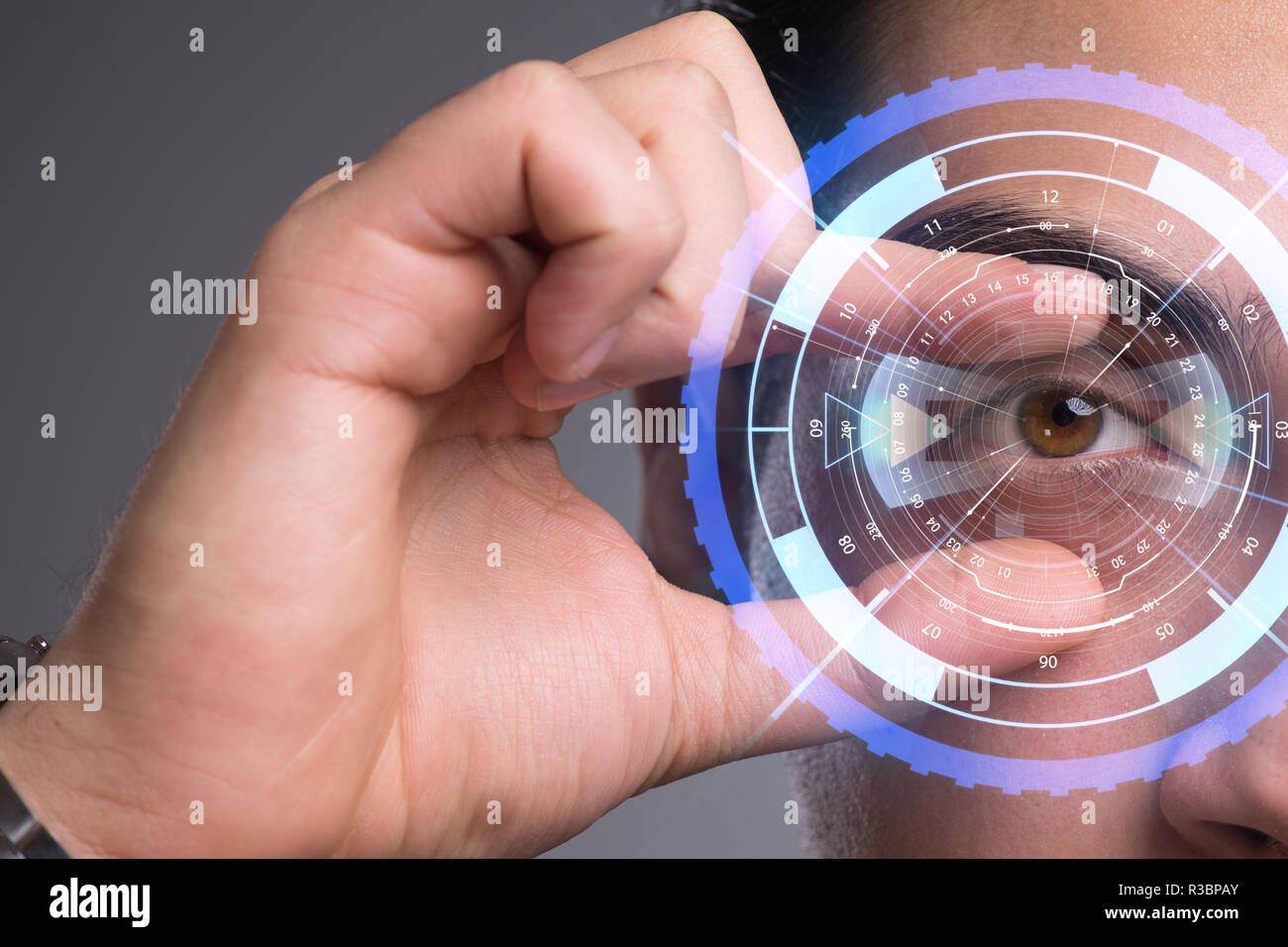 Concept of sensor implanted into human eye Stock Photo - Alamy