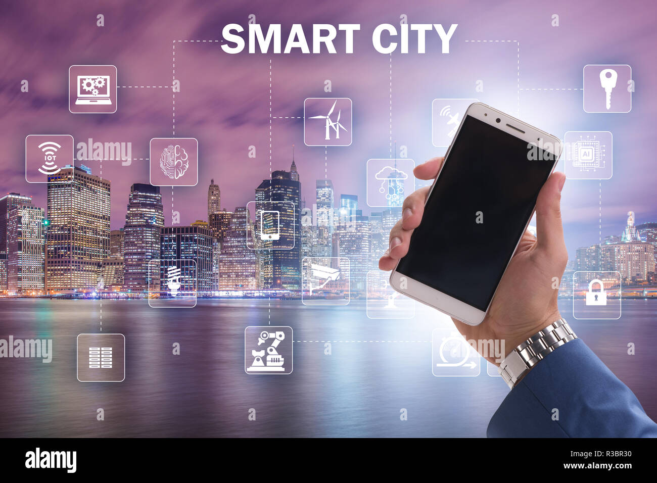 Smart city in innovation concept Stock Photo - Alamy
