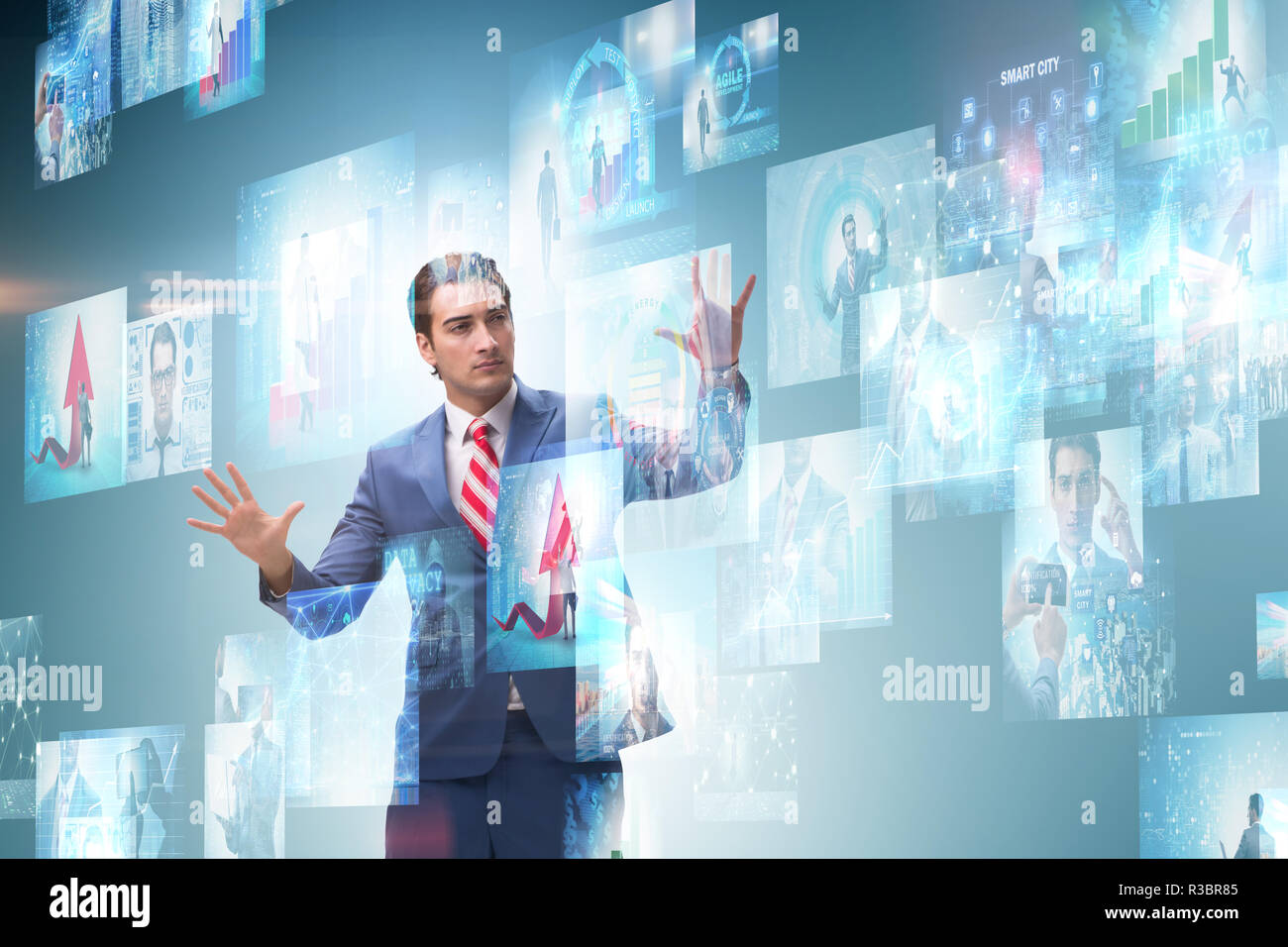 Collage of photos with businessman Stock Photo - Alamy