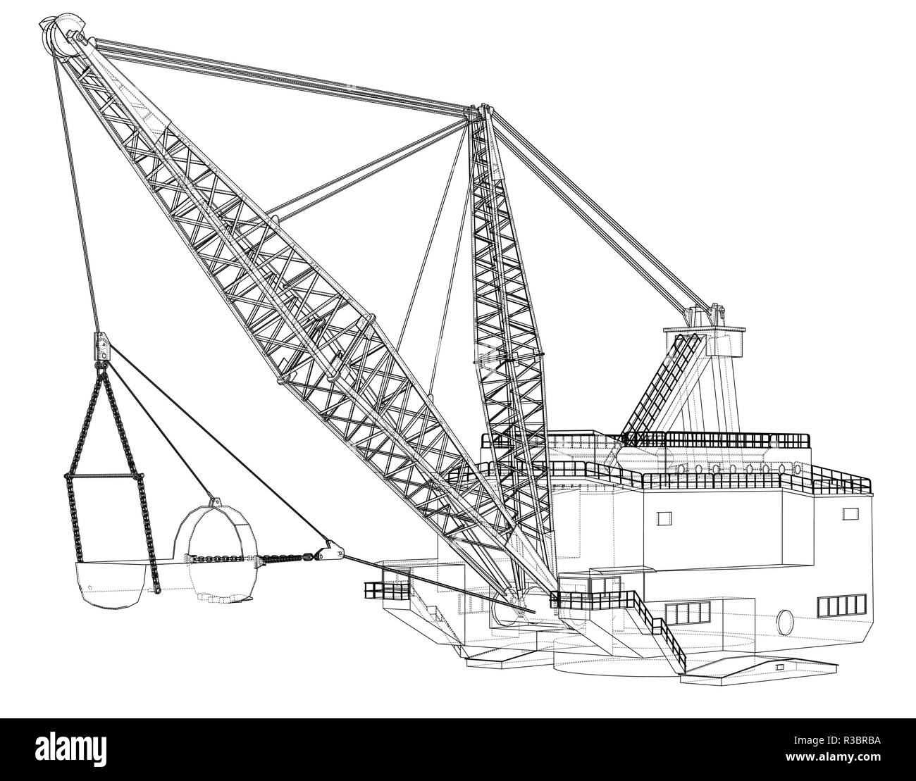 Dragline walking excavator. Vector Stock Vector Image & Art - Alamy