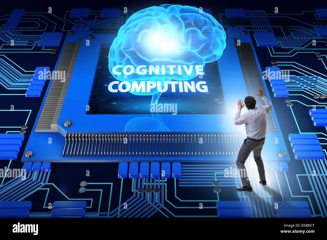 Cognitive computing concept as future technology with businessman Stock ...