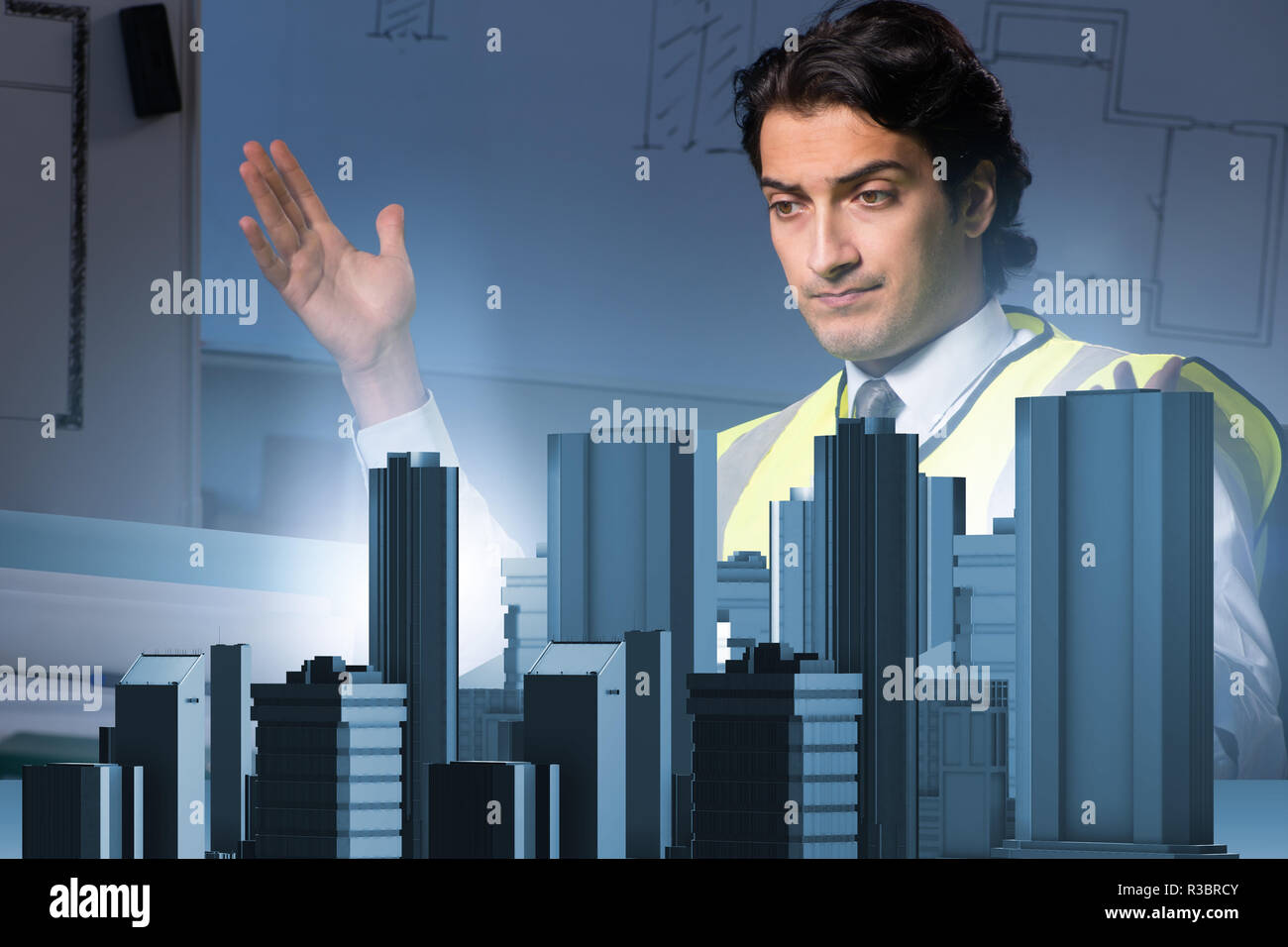 Futuristic architect doing urban planning Stock Photo - Alamy