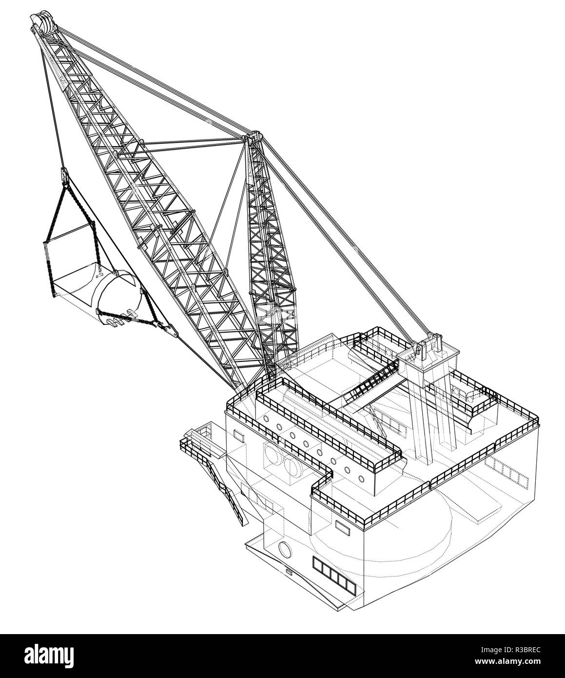 Dragline walking excavator. Vector Stock Vector Image & Art - Alamy