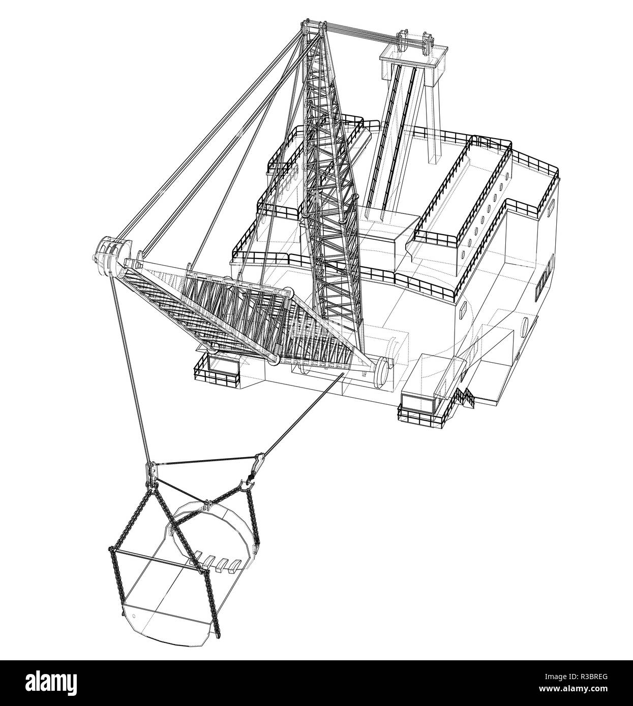 Dragline walking excavator. Vector Stock Vector Image & Art - Alamy