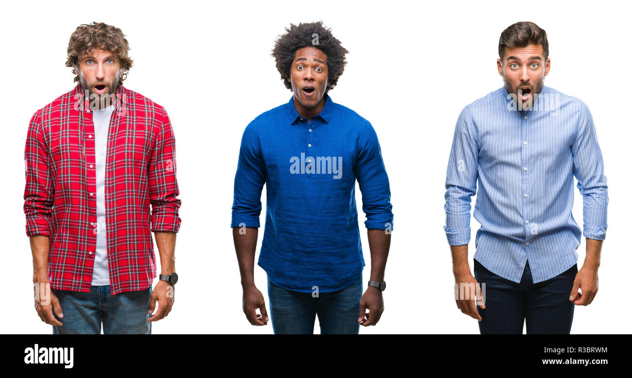 Collage of group of african american and hispanic men over isolated ...