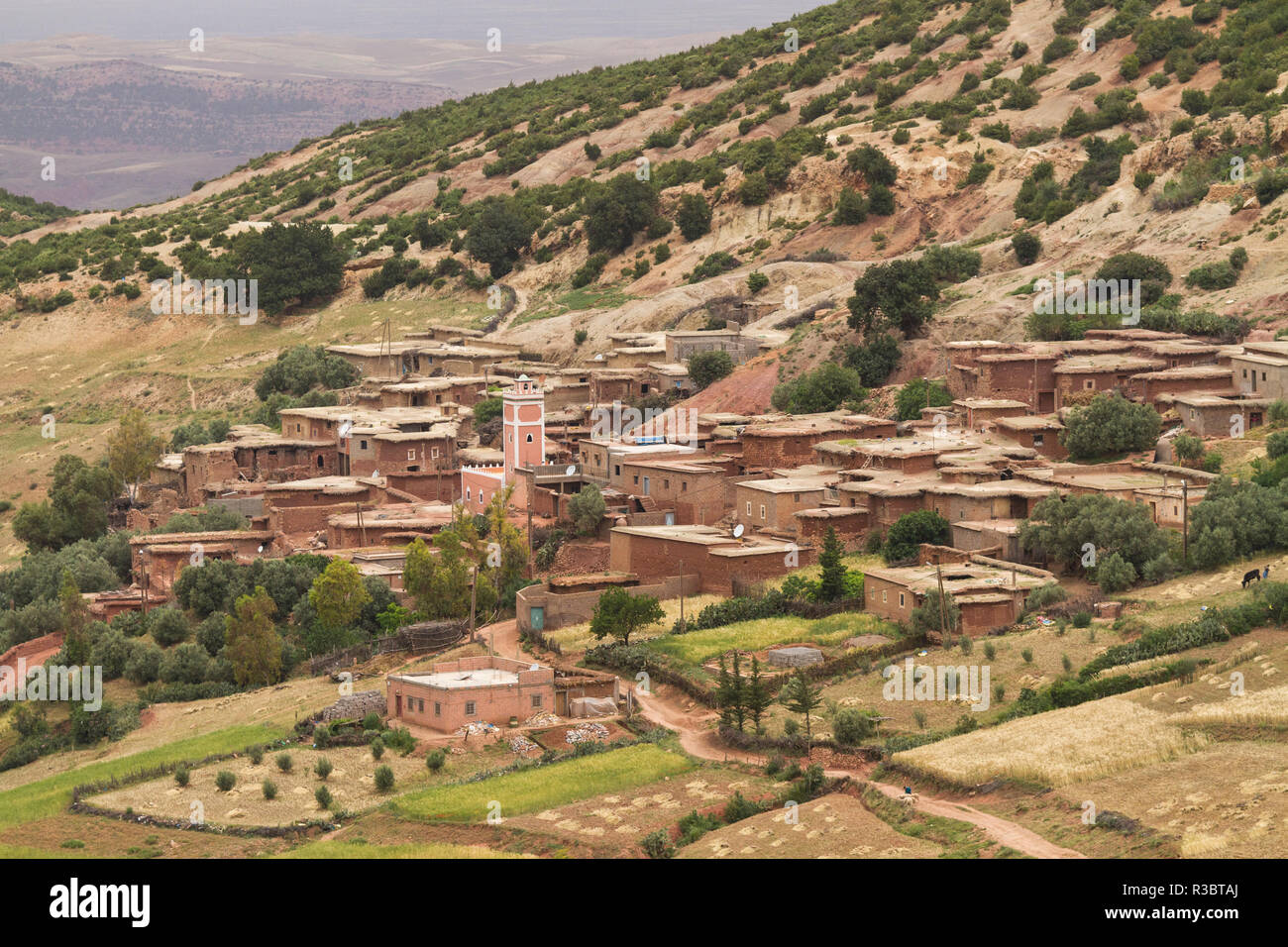 Houses made of mud and straw are typical architecture in a village in ...