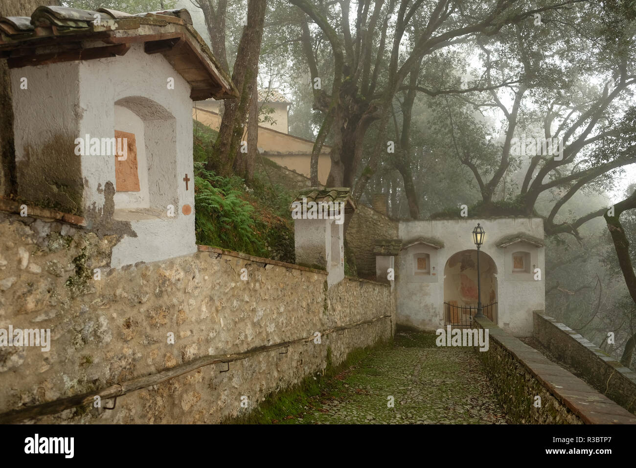 Via Crucis walk path to the Sacro Speco grotto where Saint Francis ...