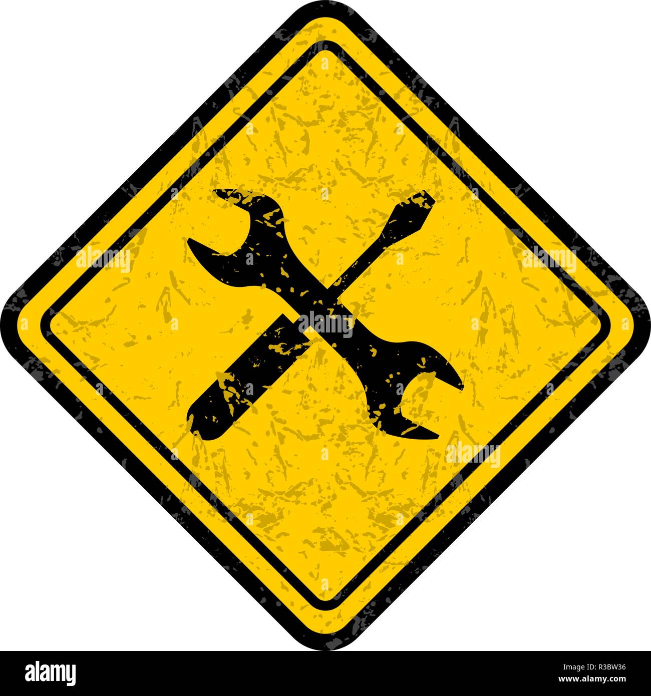 Grunge, scratched under construction Warning road sign Stock Vector ...