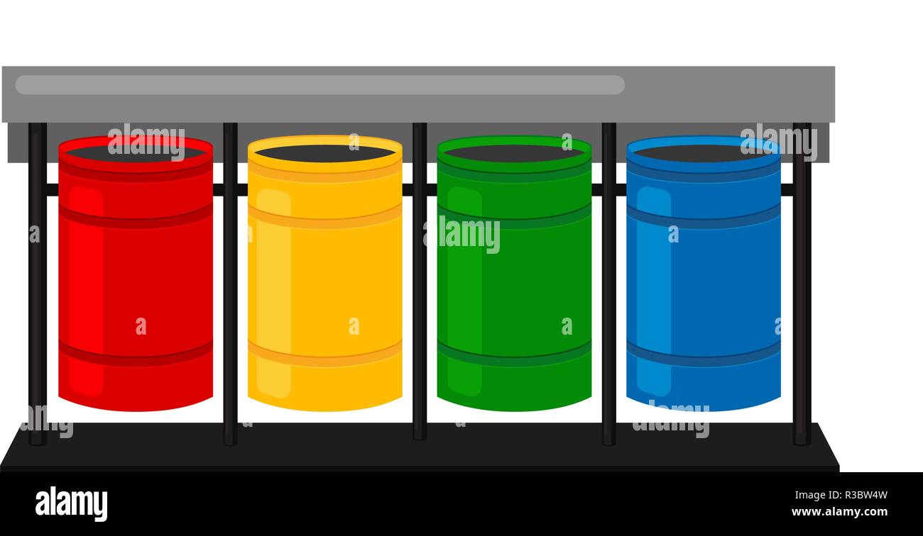 Colorful cartoon sorting trash bins Stock Vector Image & Art - Alamy