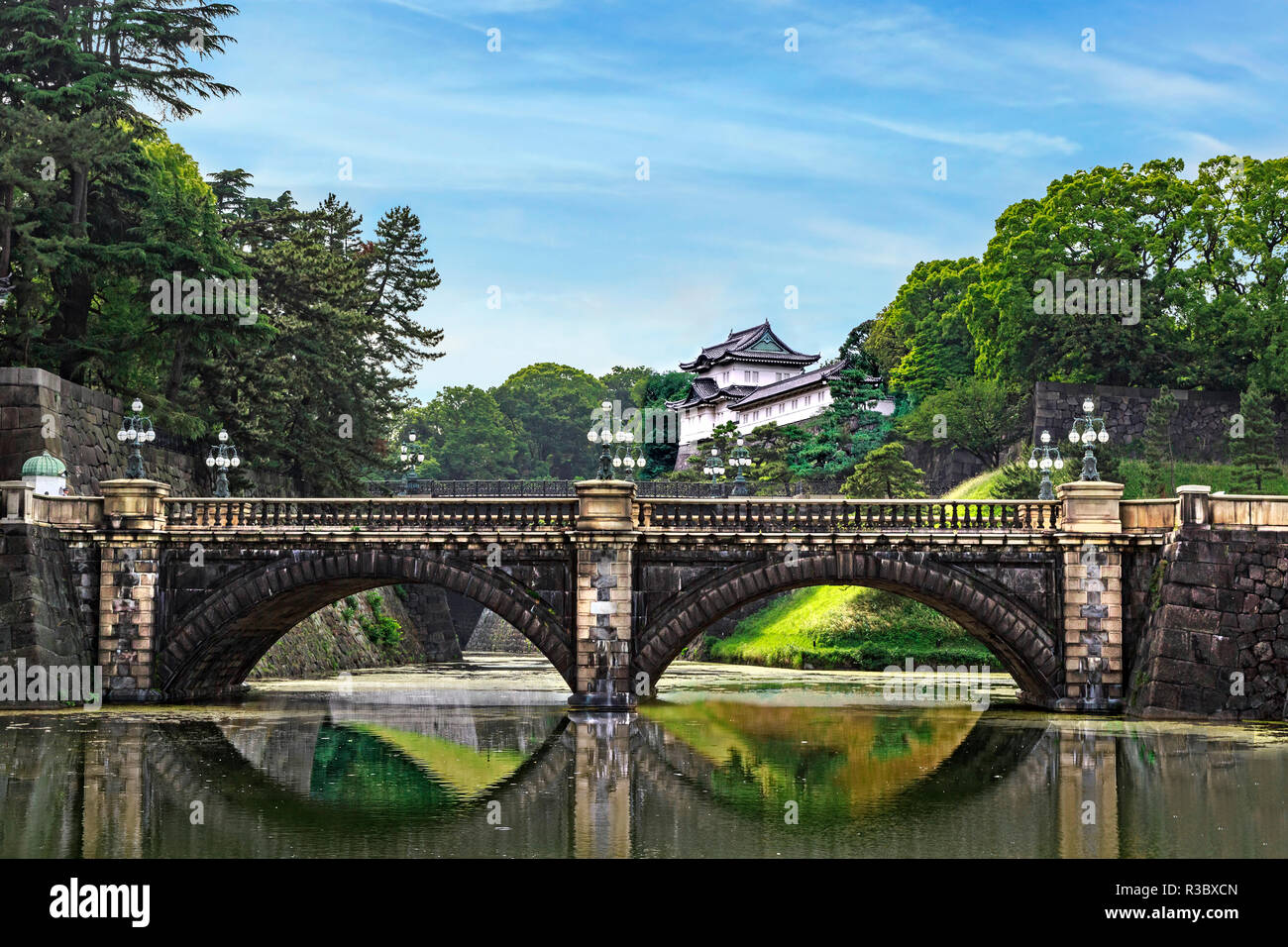 Tokyo, Japan. Imperial Palace, Edo Castle, with Nijubashi Bridge and ...
