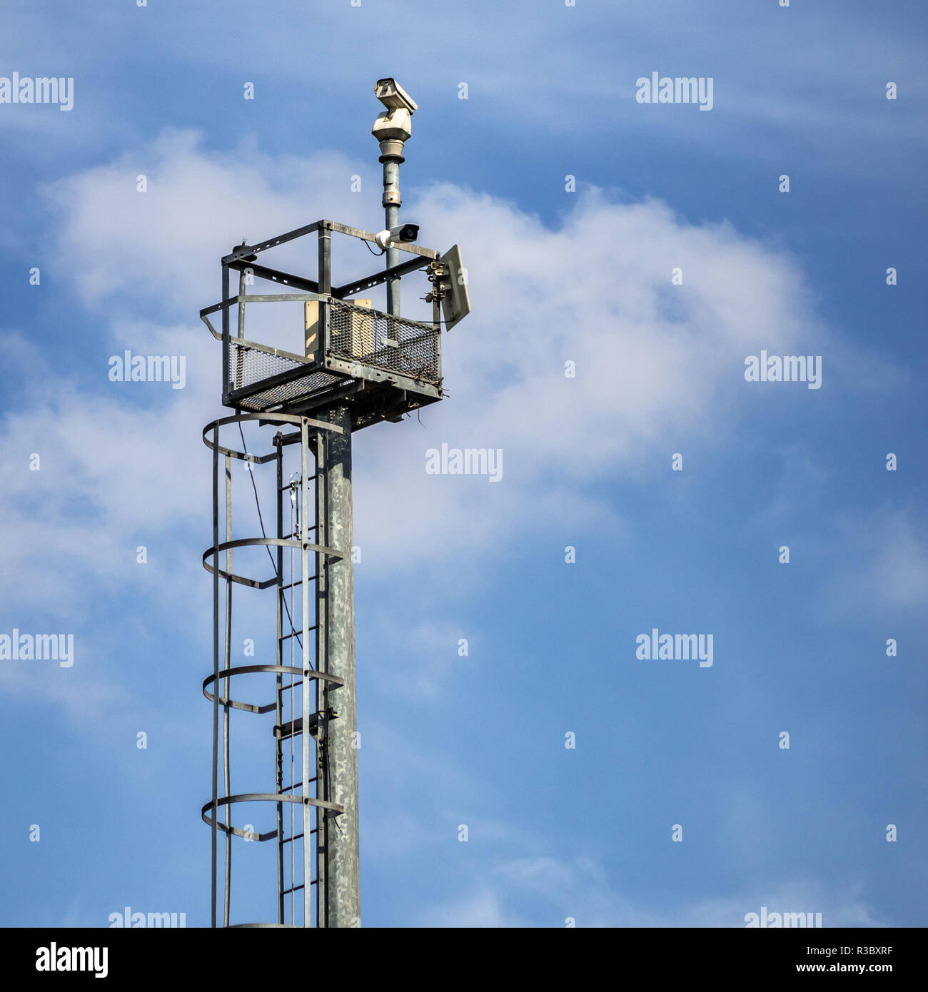 High tower for monitoring traffic with a video camera Stock Photo - Alamy