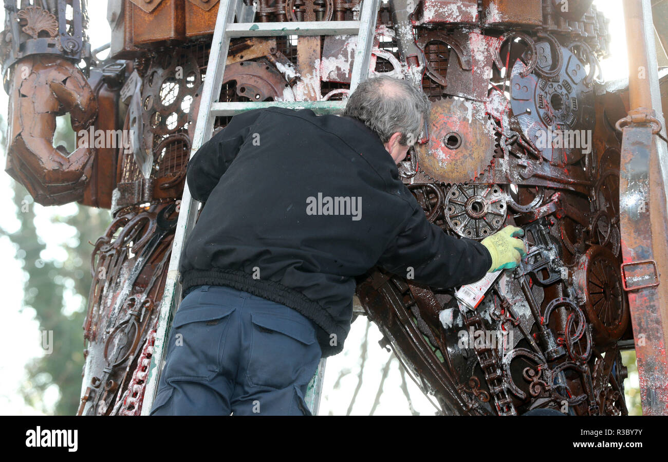 A World War One commemorative sculpture entitled The Haunting Soldier ...