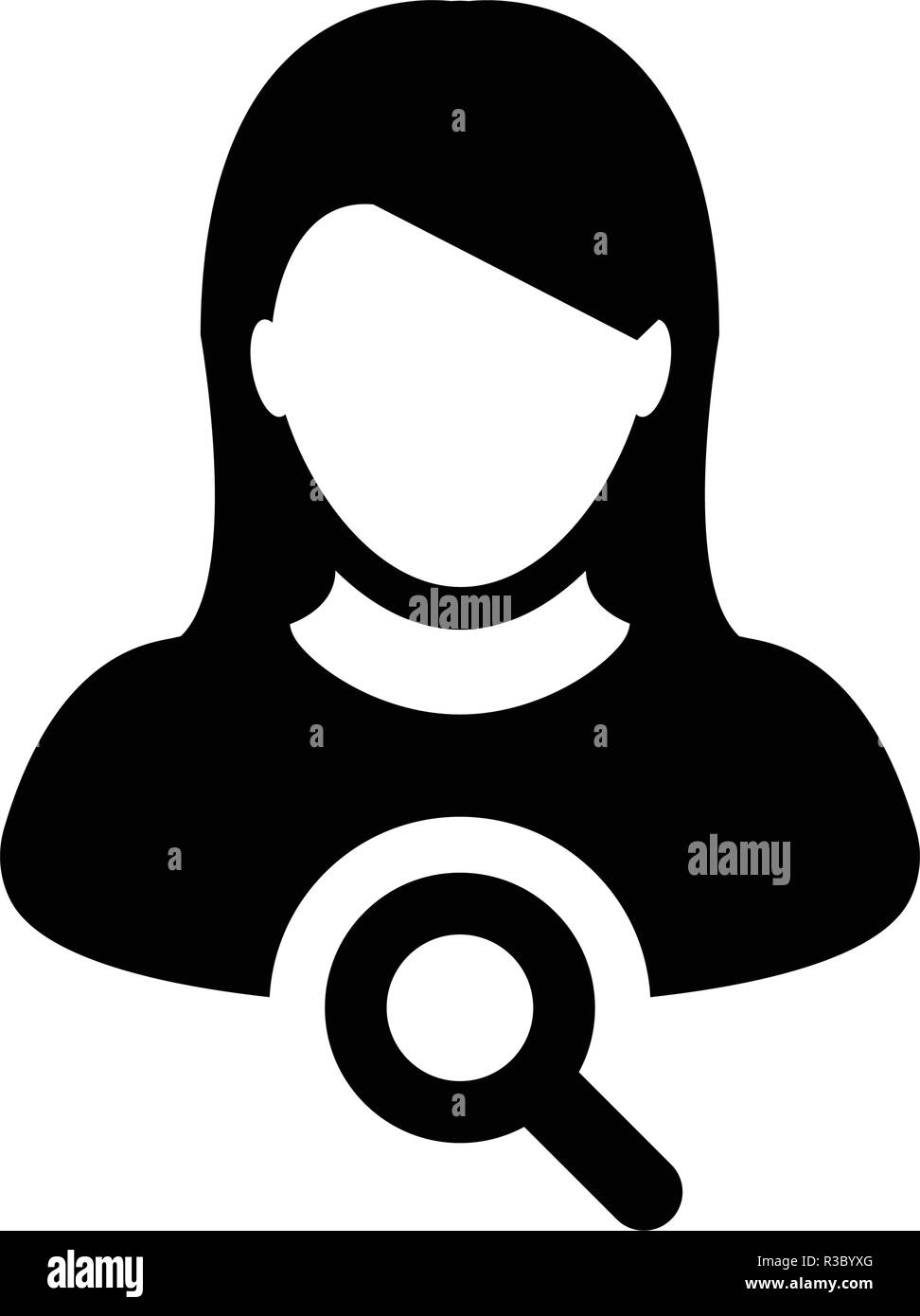 People search icon vector female user person profile avatar symbol with ...