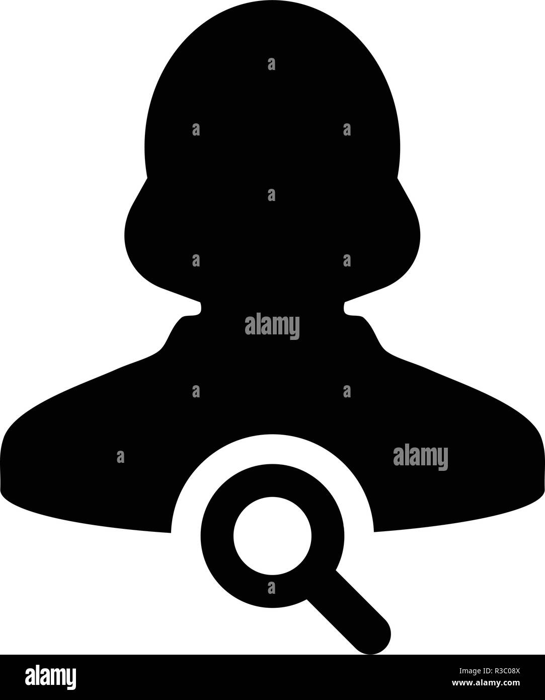 Person search icon vector female user profile avatar symbol with ...